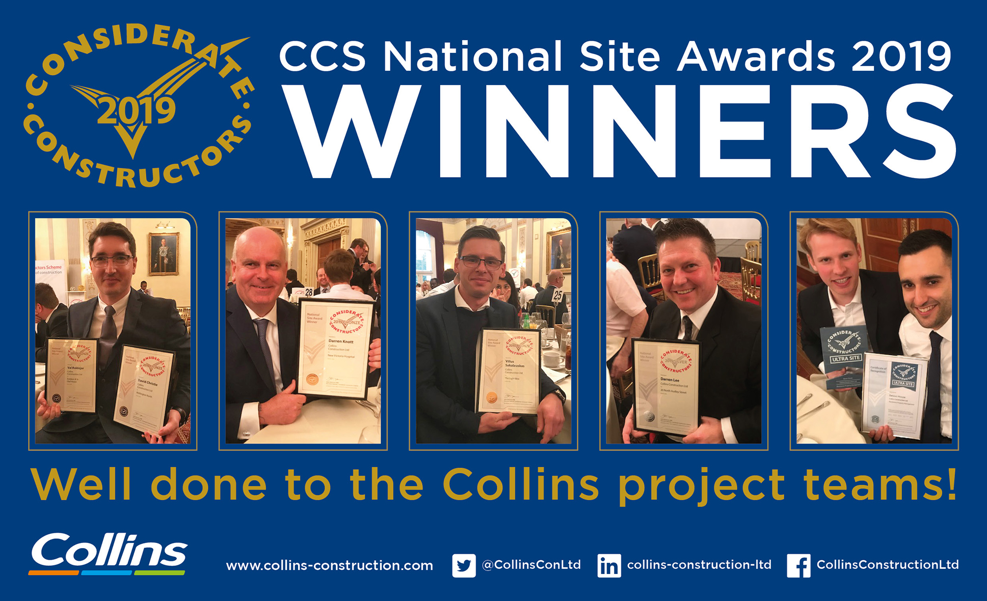 Collins wins six awards at the 2019 CCS awards!